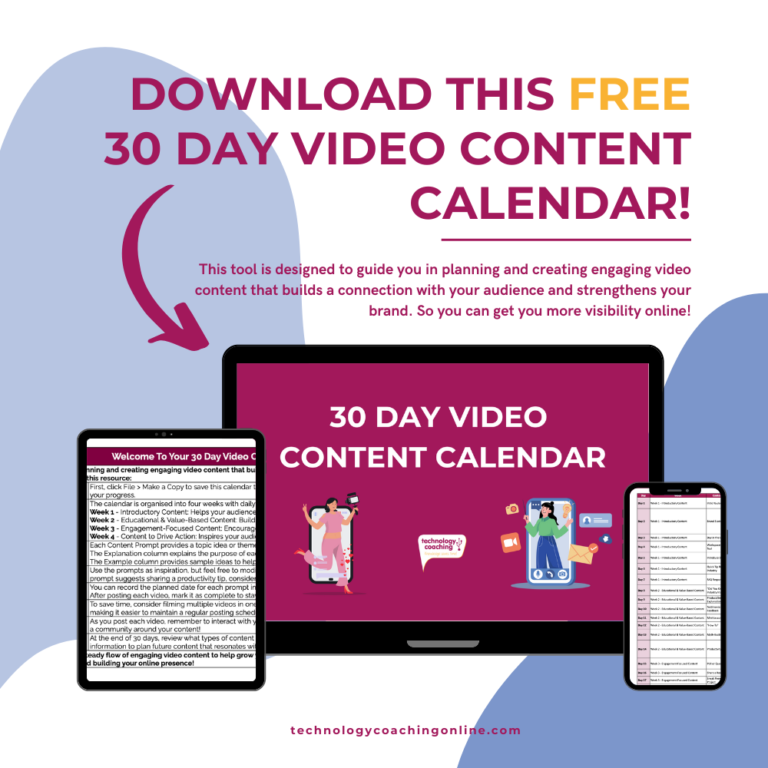 30 Day Video Content Calendar - Technology Coaching